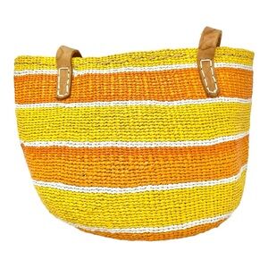 Hand Crafted | Bags | Handmade In Kenya Woven Citrus Striped Beach Bag ...